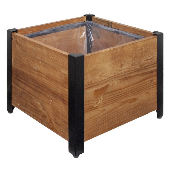 Grapevine Urban Garden Low Profile Planter, FSC Recycled Wood and Metal ...