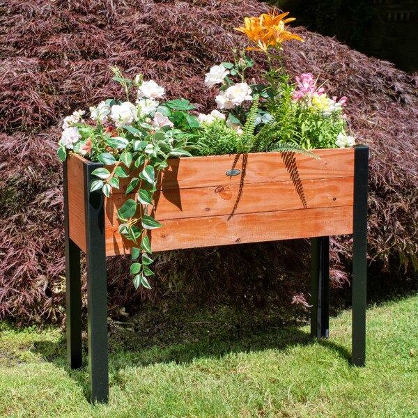 Grapevine Raised Planter, FSC Recycled Wood, Rectangular, 37IN x 12.6IN ...