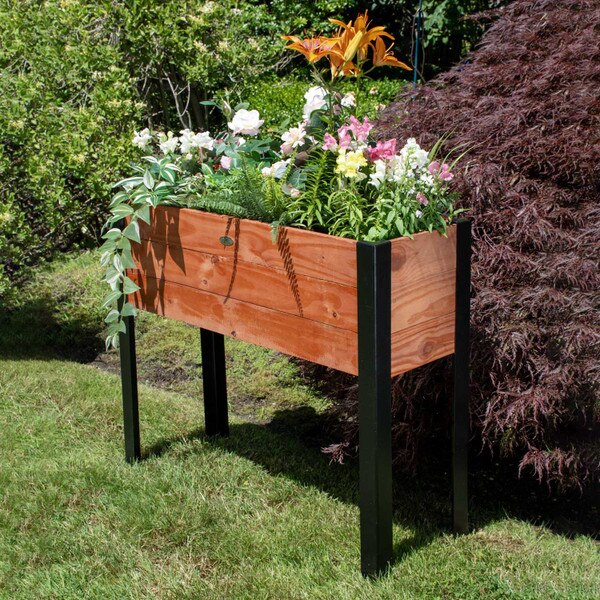 Grapevine Raised Planter, FSC Recycled Wood, Rectangular, 37IN x 12.6IN ...