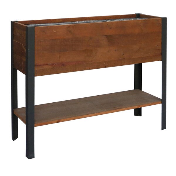 Grapevine Raised Planter, FSC Recycled Wood with Shelf, 37IN x 12.6IN ...