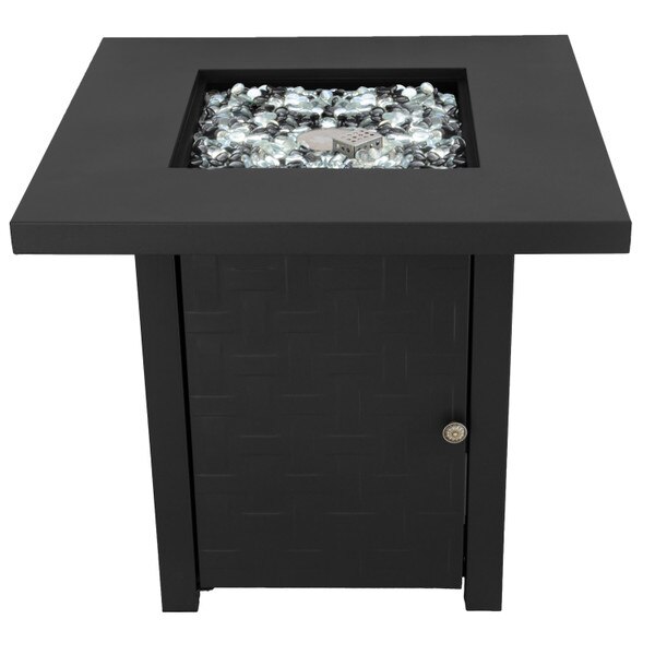 Paramount Laureen Square Firepit In Steel with Convertible Burner, Black