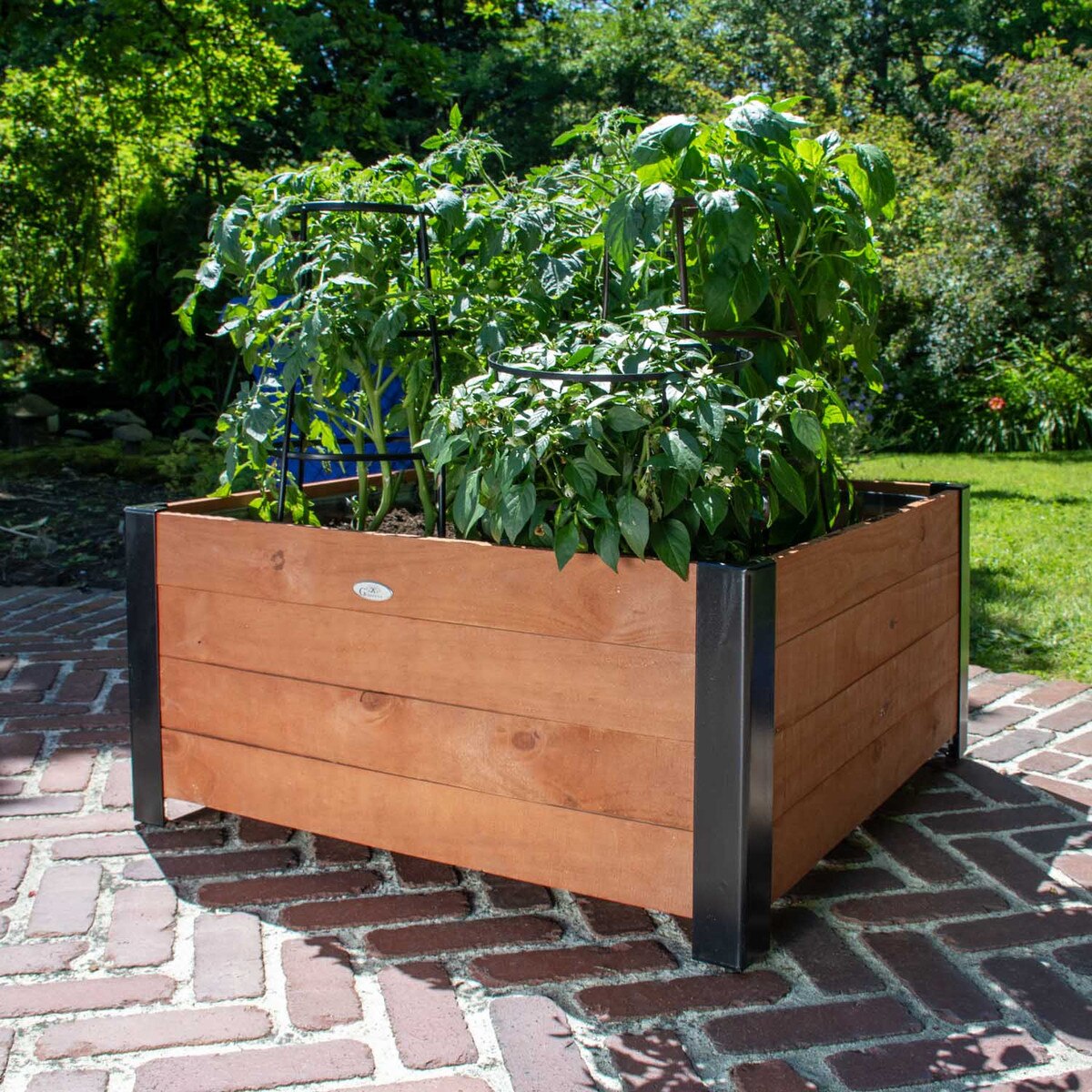 Square Recycled Wood Raised Planter