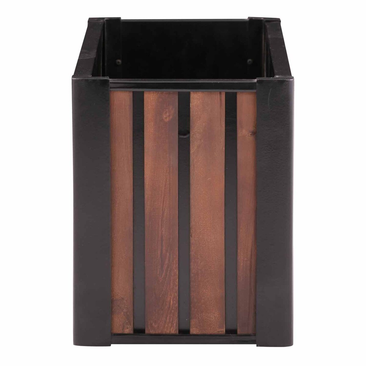 Grapevine Slat Wood and Metal Planter, Rectangular, 23.6IN